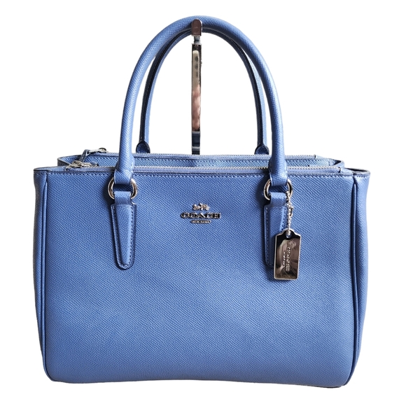 Coach | Bags | Coach Surrey Dark Periwinkle Leather Carryall F44958 ...